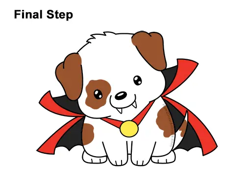 How to Draw a Puppy in a Vampire Costume for Halloween VIDEO & Step-by ...